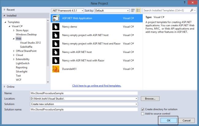 Stored Procedures In Entity Framework 6 In MVC 5